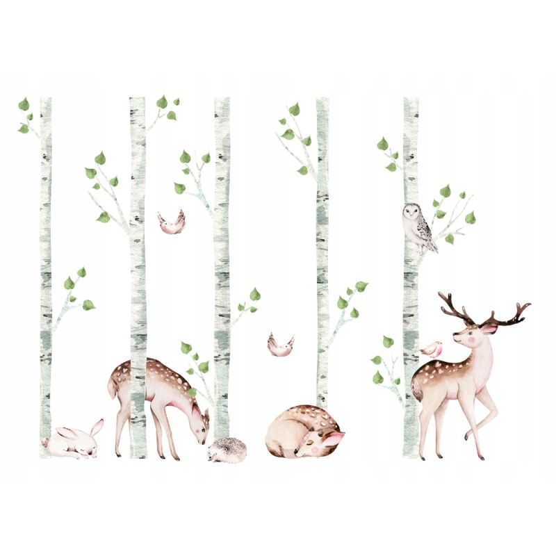 Muursticker - Bosberk en dieren